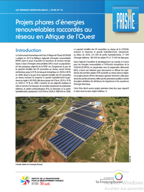Fiche technique PRISME - Projets phares d'énergies renouvelables ...