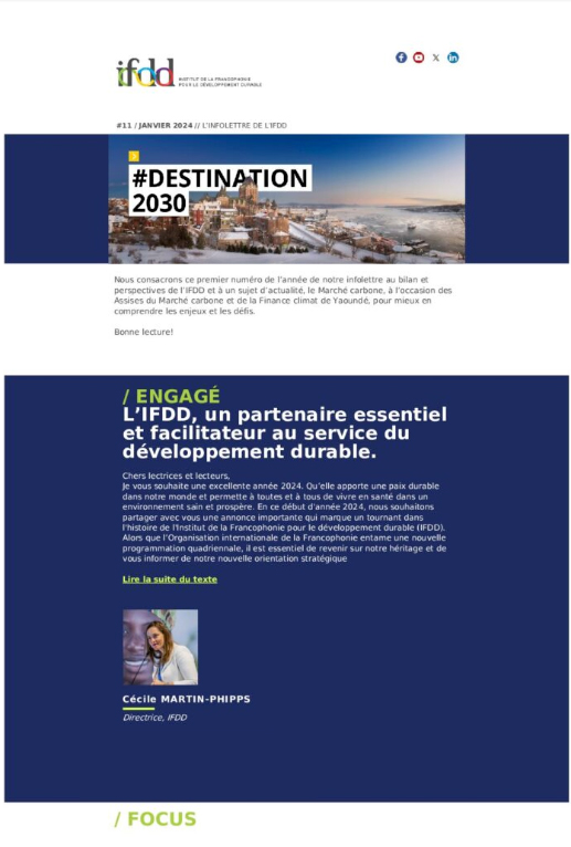 Infolettre de l'IFDD - No11 — Institut de la Francophonie pour le ...