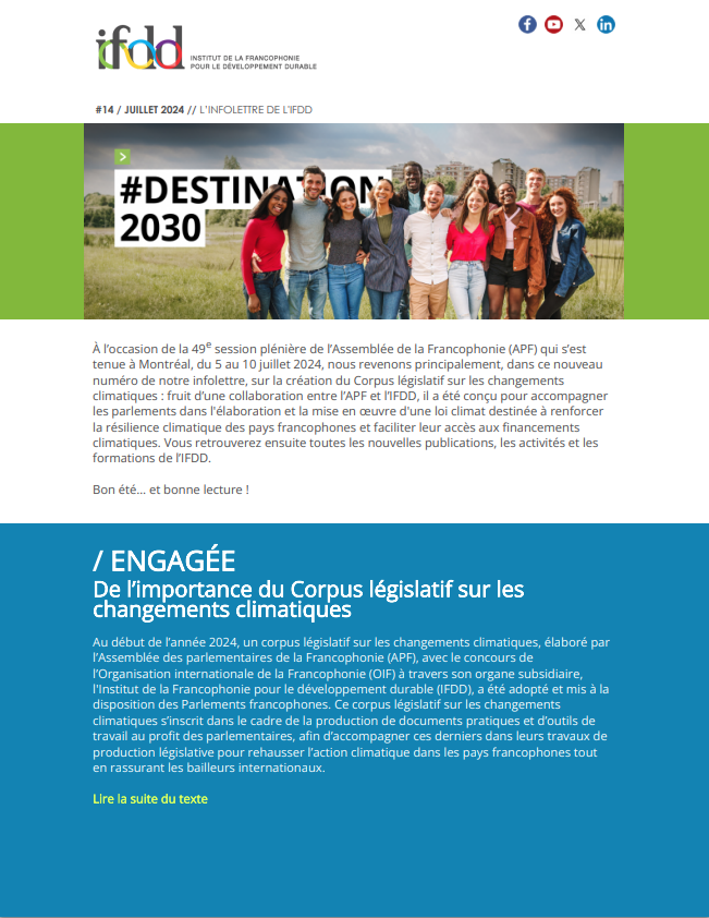 Infolettre de l'IFDD - No14 — Institut de la Francophonie pour le ...