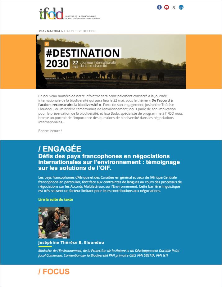 Infolettre de l'IFDD - No13 — Institut de la Francophonie pour le ...