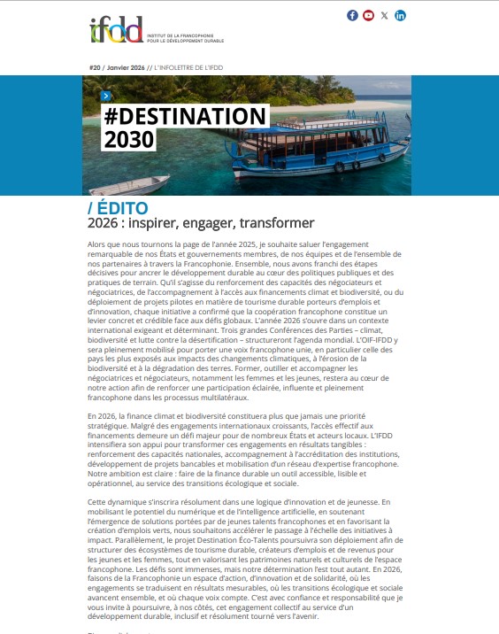 Infolettre de l'IFDD - No20 — Institut de la Francophonie pour le ...